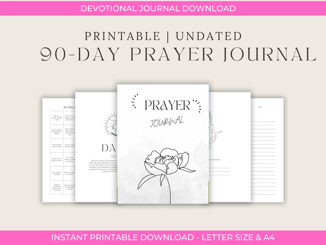 Daily Devotional Journal Printable Bible Study Journal Prayer Journal ...