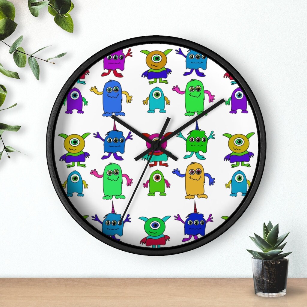 Monsters Colorful Monsters Clock Monsters Clock | Etsy