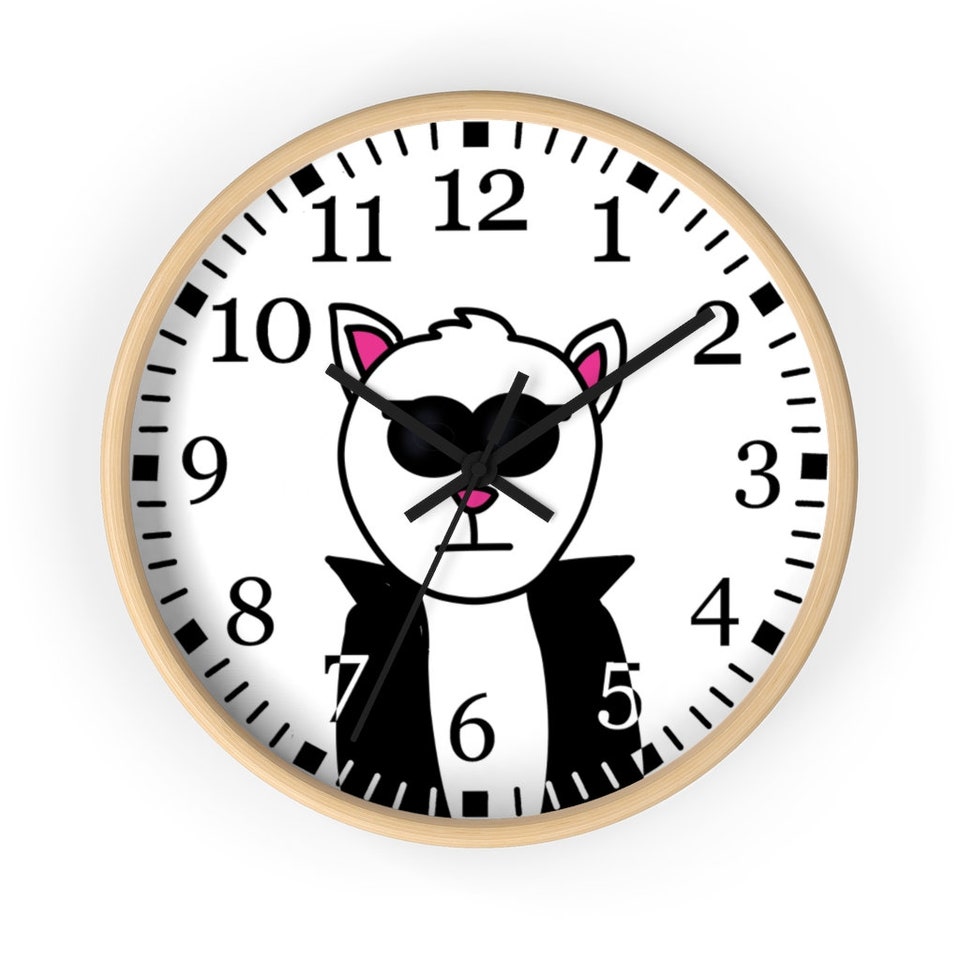 Cool Cat Clock - Cat Clock - Kids Cat Wall Clock sold by Clarine ...