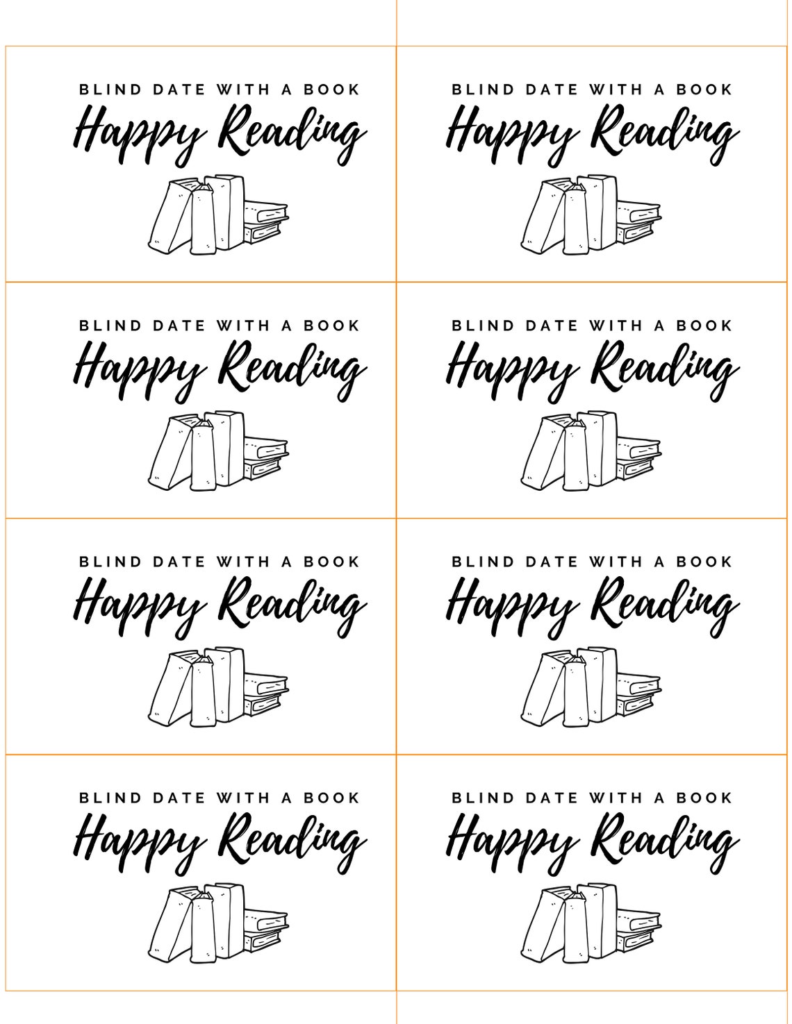 Blind Date With a Book Label Pdf Instant Download Reader Gift Ideas for ...