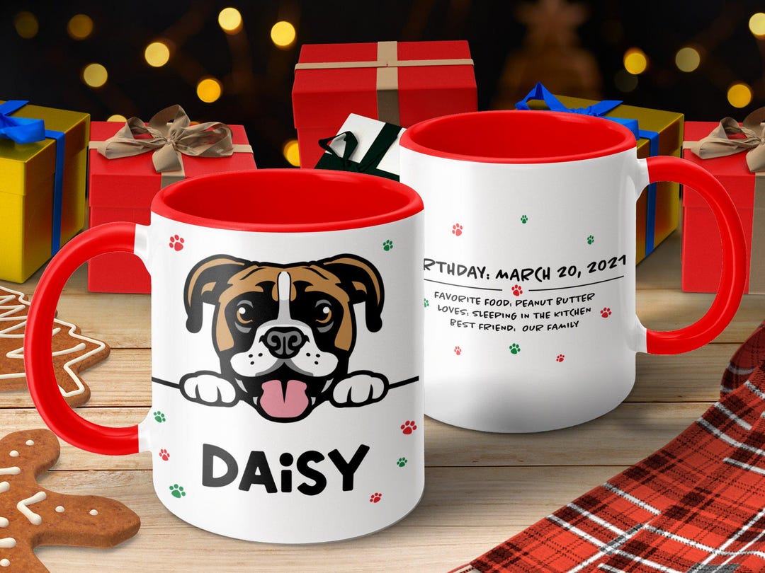 Personalized Boxer Mug, Custom Pet Portrait Cup, Unique Dog Gift for ...