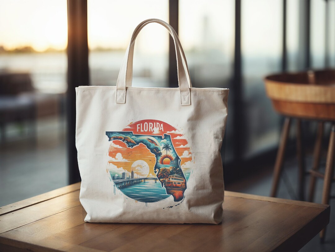 Florida Canvas Tote Bag, Gift Tote, Reusable Shopper, Book Tote ...