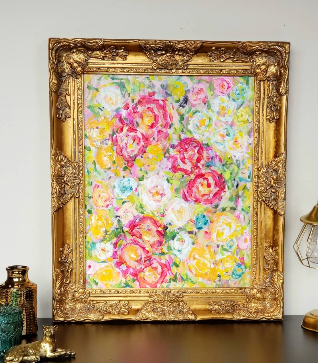 Original Large Floral Abstract Painting, Colorful Abstract Floral ...