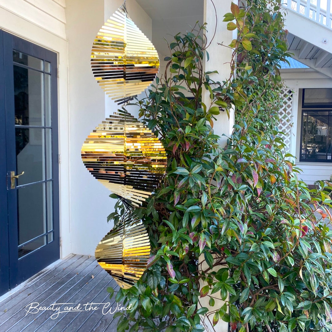 Gold Giant Helix Wind Spinner 21.6 Inch Long, Stainless Steel Rotating ...