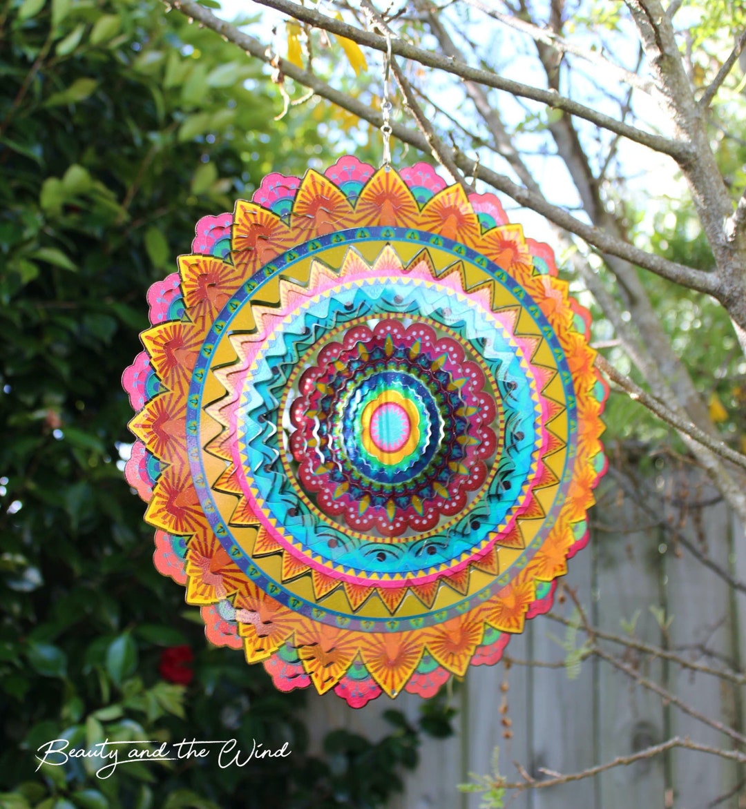 Mandala of Joy Wind Spinner Metal Kinetic Hanging Sculpture for ...