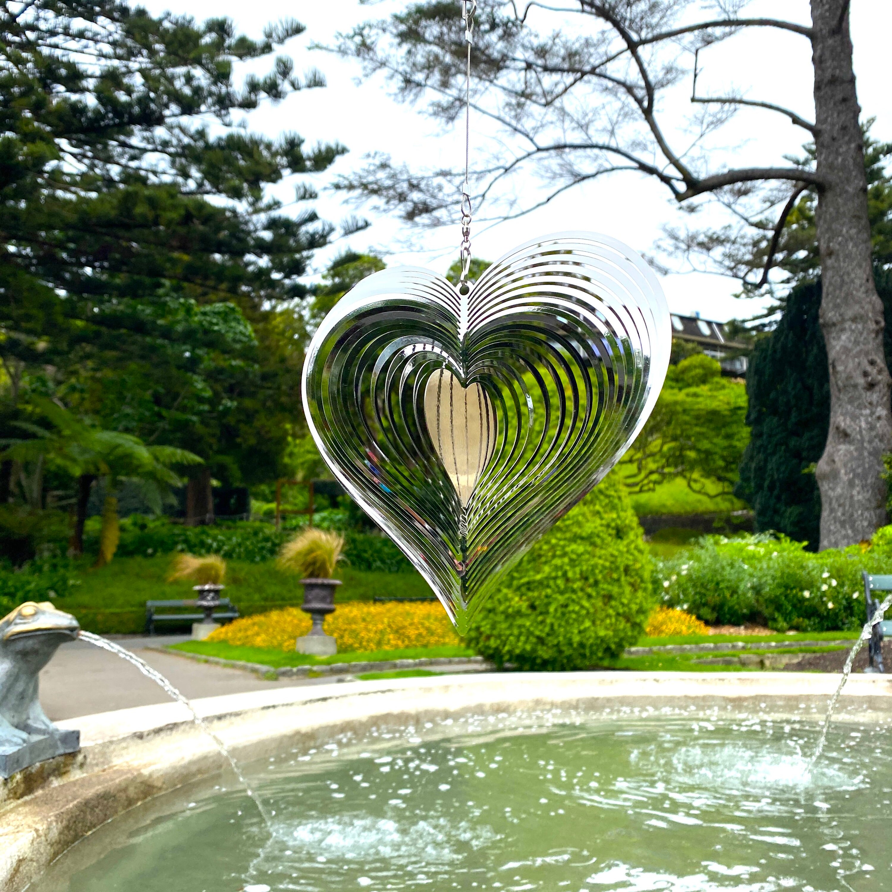 Heart Wind Spinner Metal Kinetic Hanging Sculpture for - Etsy