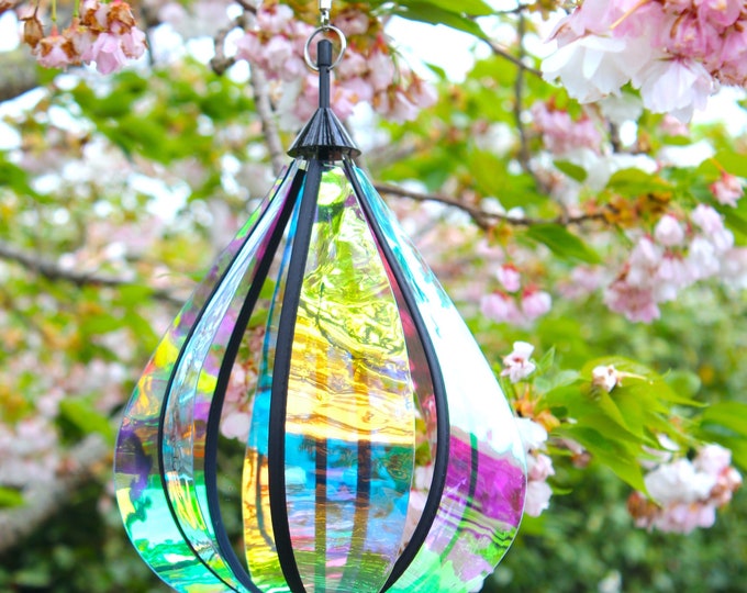Rainbow Spinning Garden Wind Art, Hanging Design Sculpture for Outdoors ...