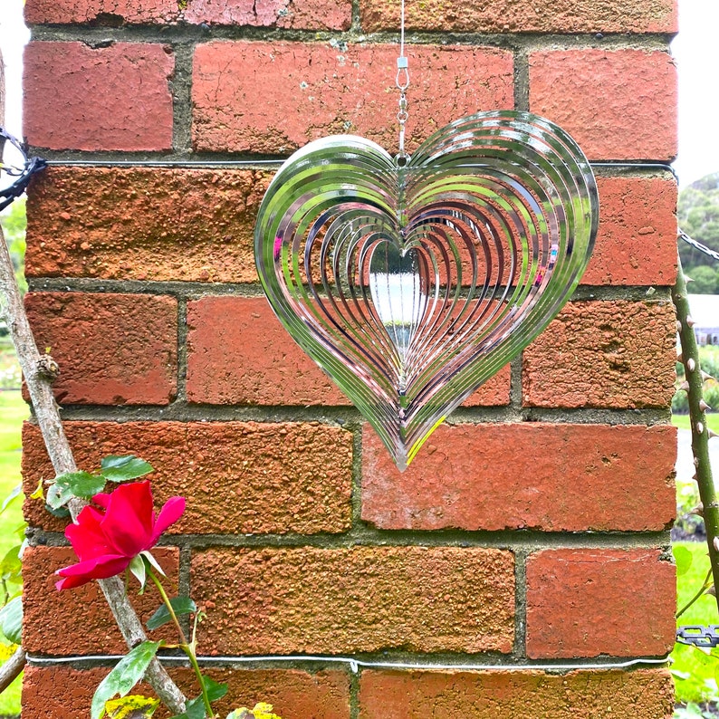 Heart Wind Spinner Metal Kinetic Hanging Sculpture for - Etsy