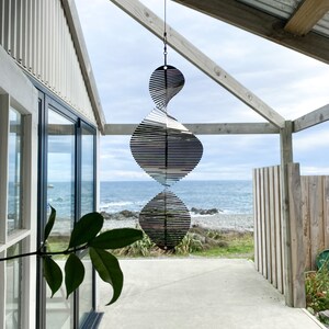 Silver Helix Wind Spinner 11.8 Inch, Metal Kinetic Hanging Sculpture ...