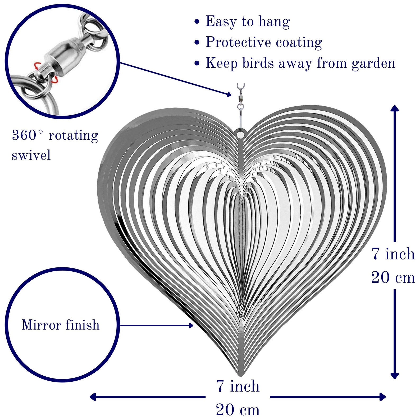 Heart Wind Spinner Metal Kinetic Hanging Sculpture for - Etsy