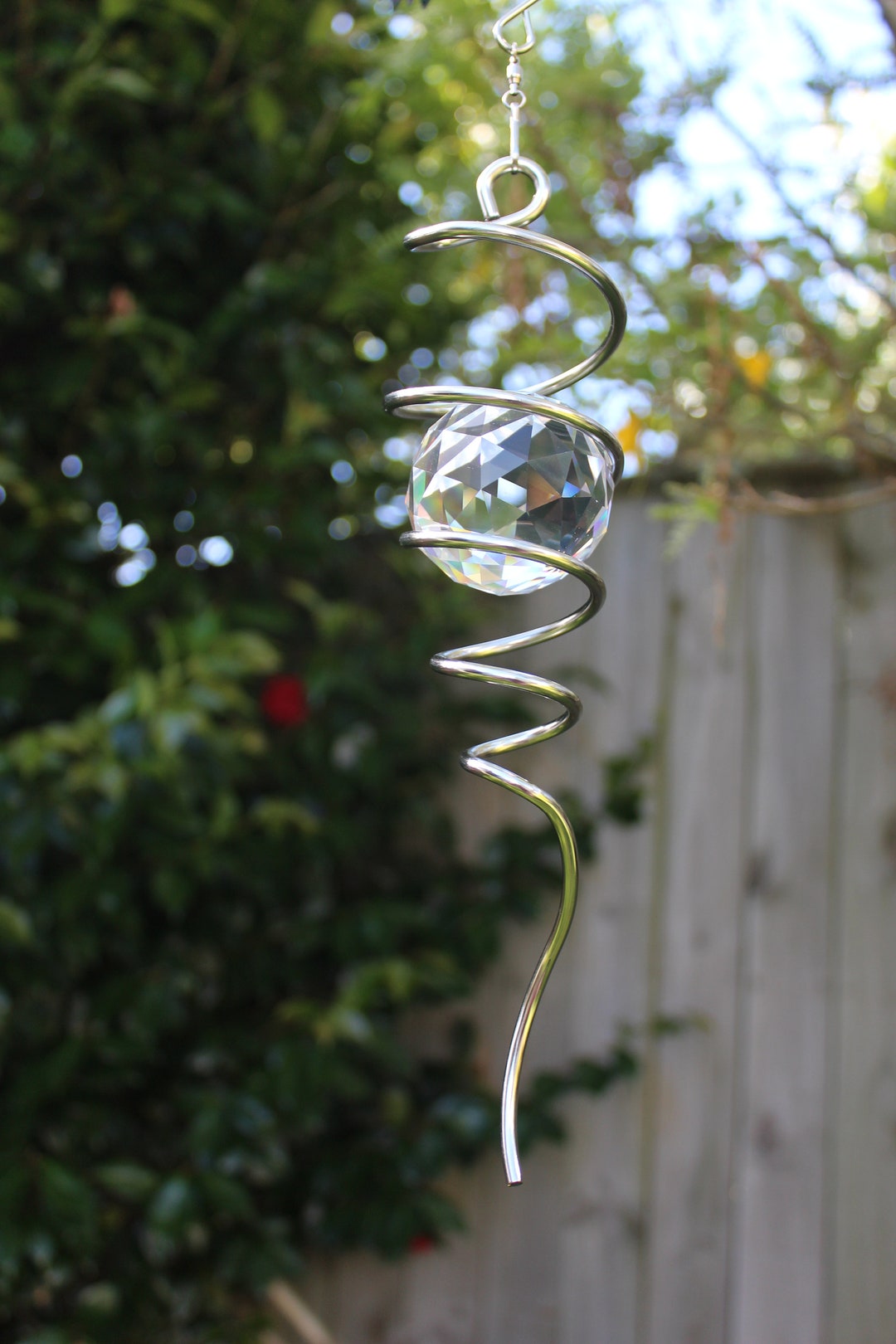 Spiral Crystal Wind Spinner Weight, 7 Colour Options, Garden Art ...