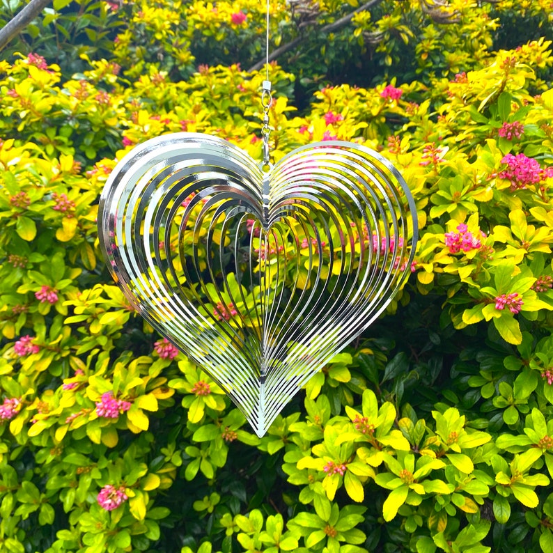 Heart Wind Spinner Metal Kinetic Hanging Sculpture for - Etsy