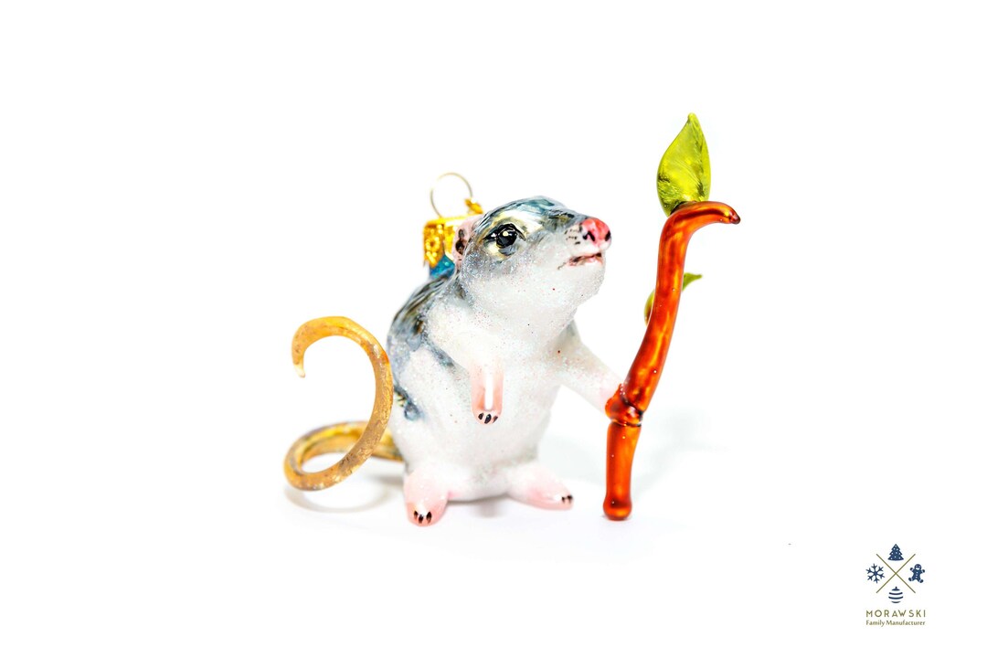 Handmade Glass Mouse With Stick ,christmas Ornament, Collectible Bauble ...
