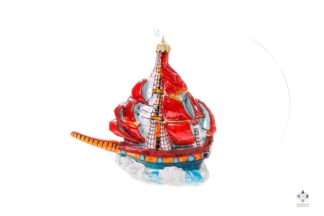 Glass Christmas Ornament Sailing Ship, Galleon - Pirates Ship ...