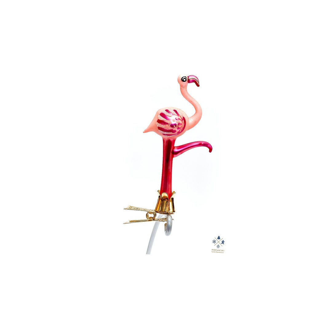 Handmade Glass Small Flamingo Clip On, Christmas Ornament, Collectible ...