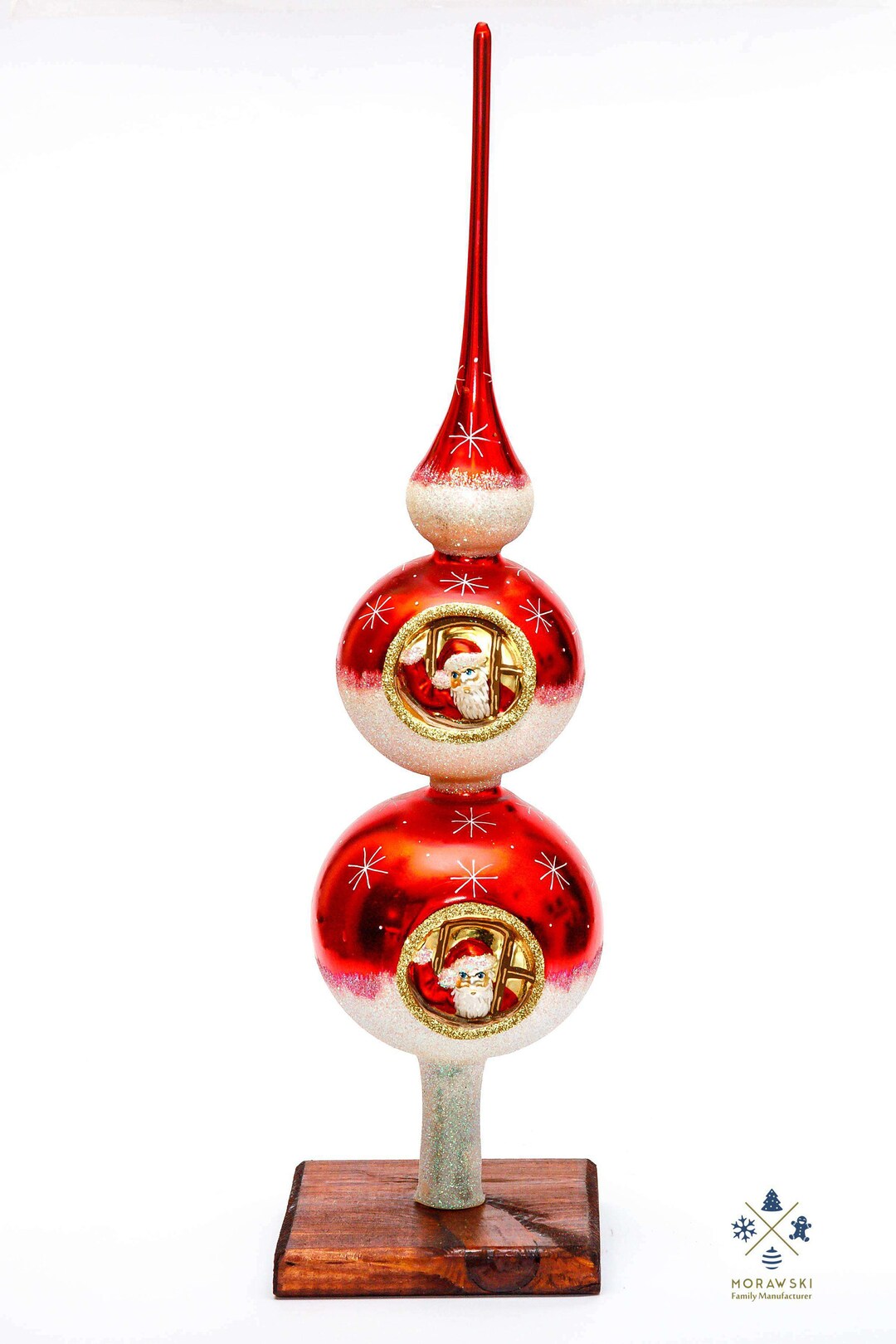 Vintage Tree Topper With Santas Glass Christmas Ornament, Made in ...