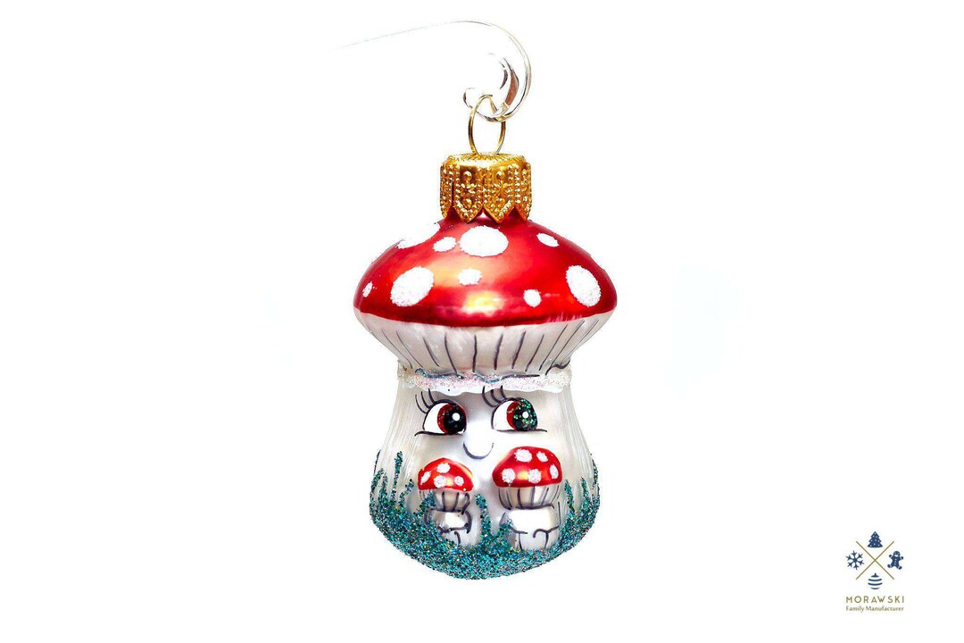 Handmade Glass Small Toadstool With Face, Christmas Ornament ...