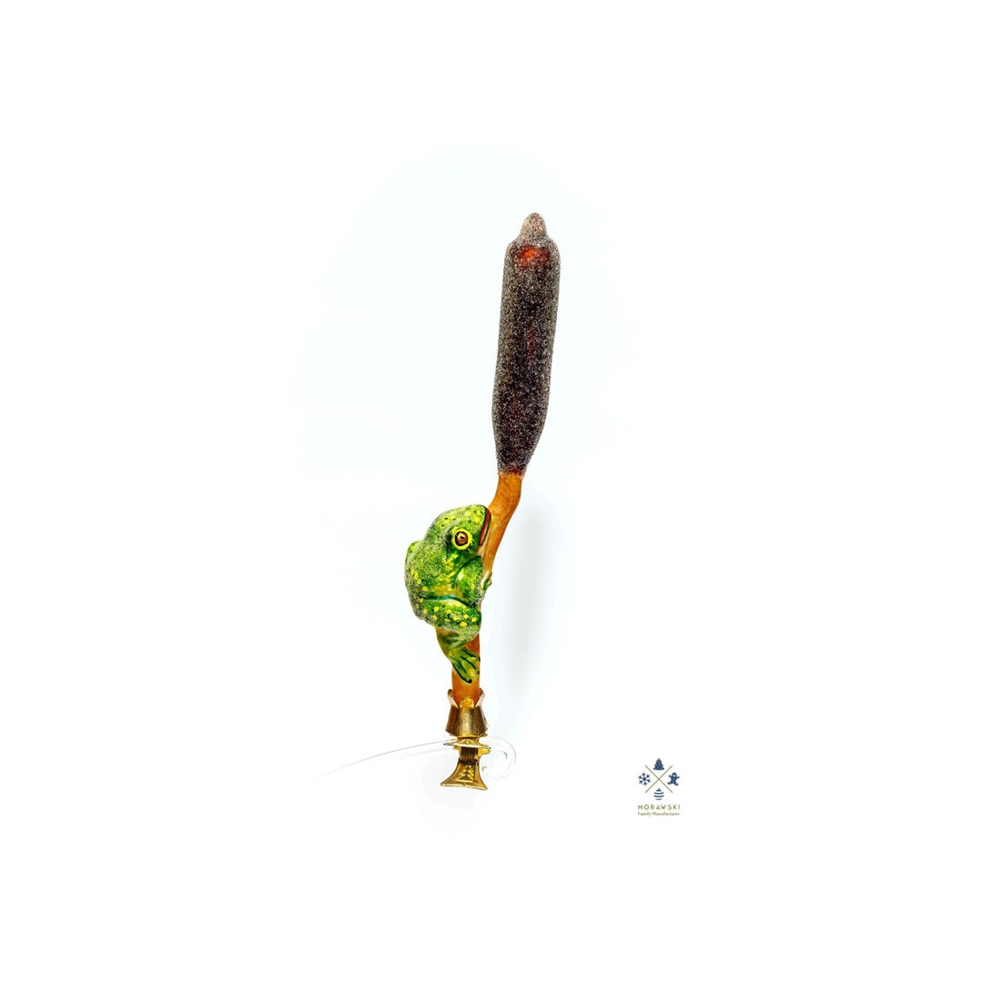 Frog on a Water Baton Clip on - Handmade, Glass Christmas Ornament ...