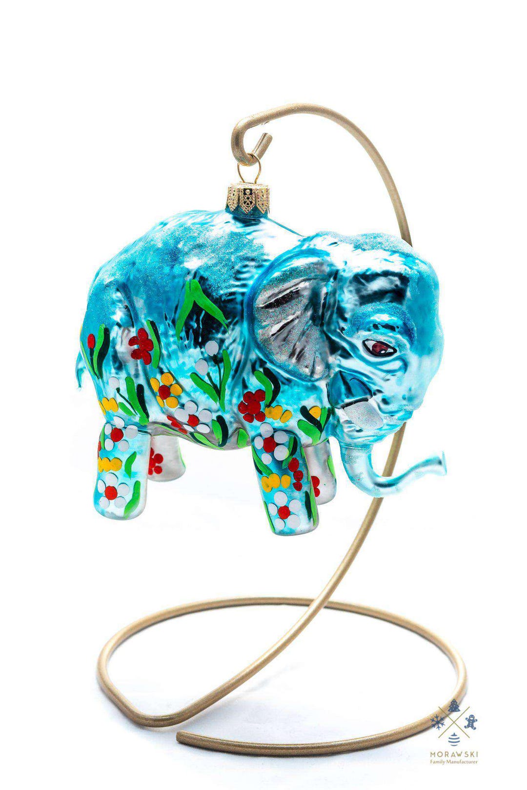 Handmade Glass Elephant With Flowers 09547, Christmas Ornament ...