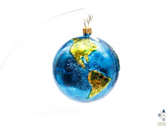 Handmade Glass Earth Christmas Ornament Collectible Bauble | Etsy