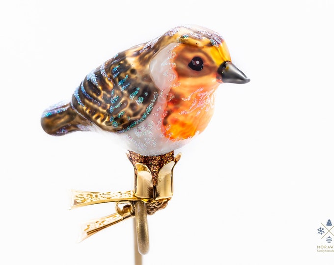 Handmade Glass ROBIN Bird Clip On, Christmas Ornament, Collectible ...