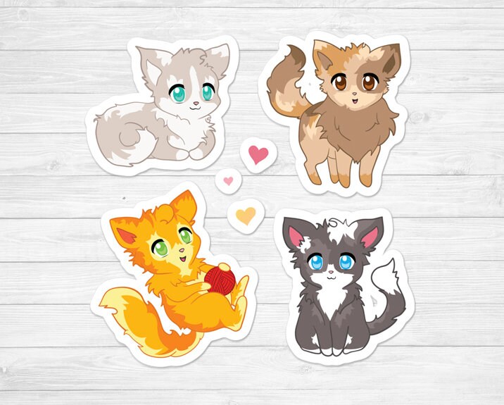 Cute Kawaii Cat Stickers | Cat Sticker Sheet, Cute Stickers, Gift Ideas ...