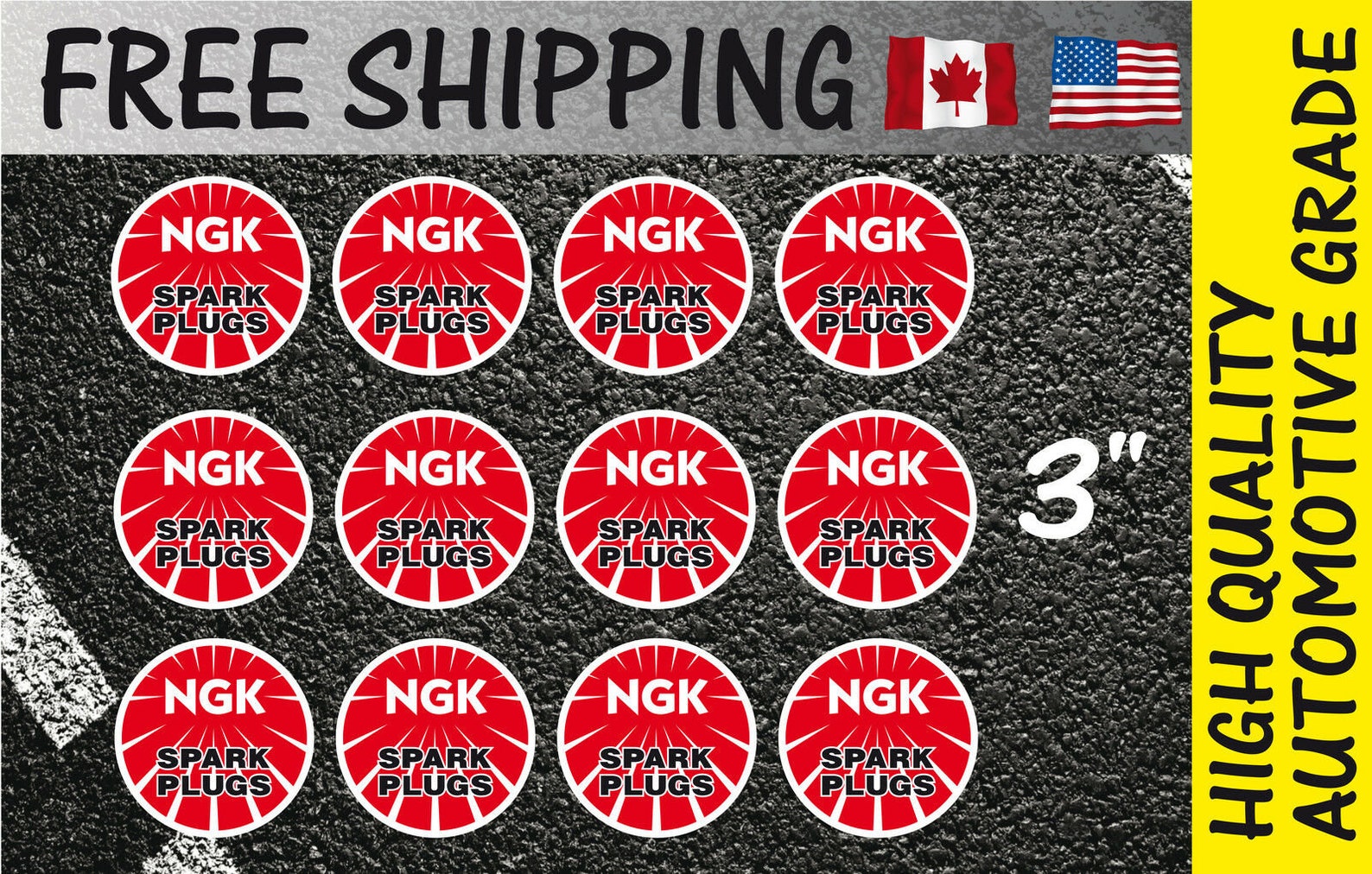 12 NGK kit factory racing sticker 3 spark plugs decals | Etsy