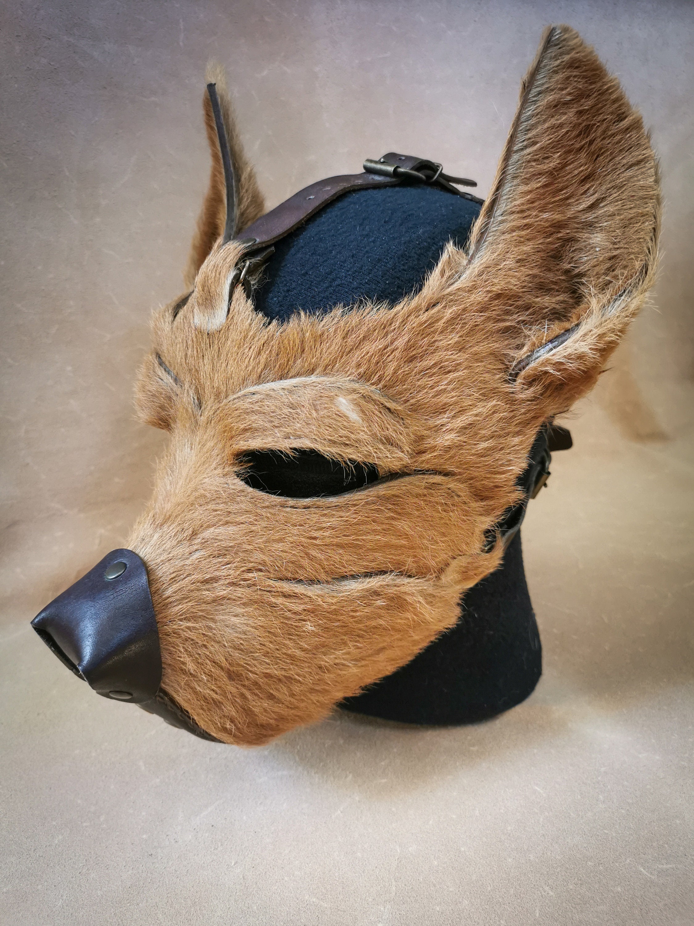 Real Leather Fur Dog Mask for Adult Costume Petplay Puppyplay Furry Pup ...
