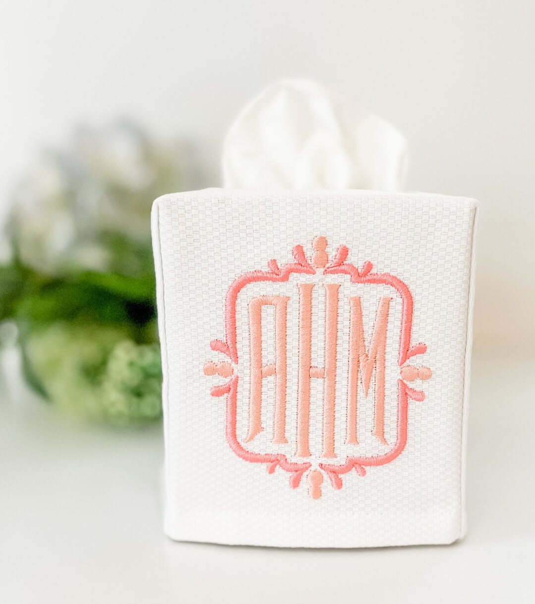 Monogrammed Tissue Box Cover/personalized Tissue Box Cover - Etsy
