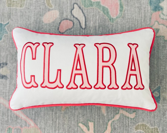 Name Appliqué Monogram Pillow Cover/custom Embroidered Pillow Cover - Etsy