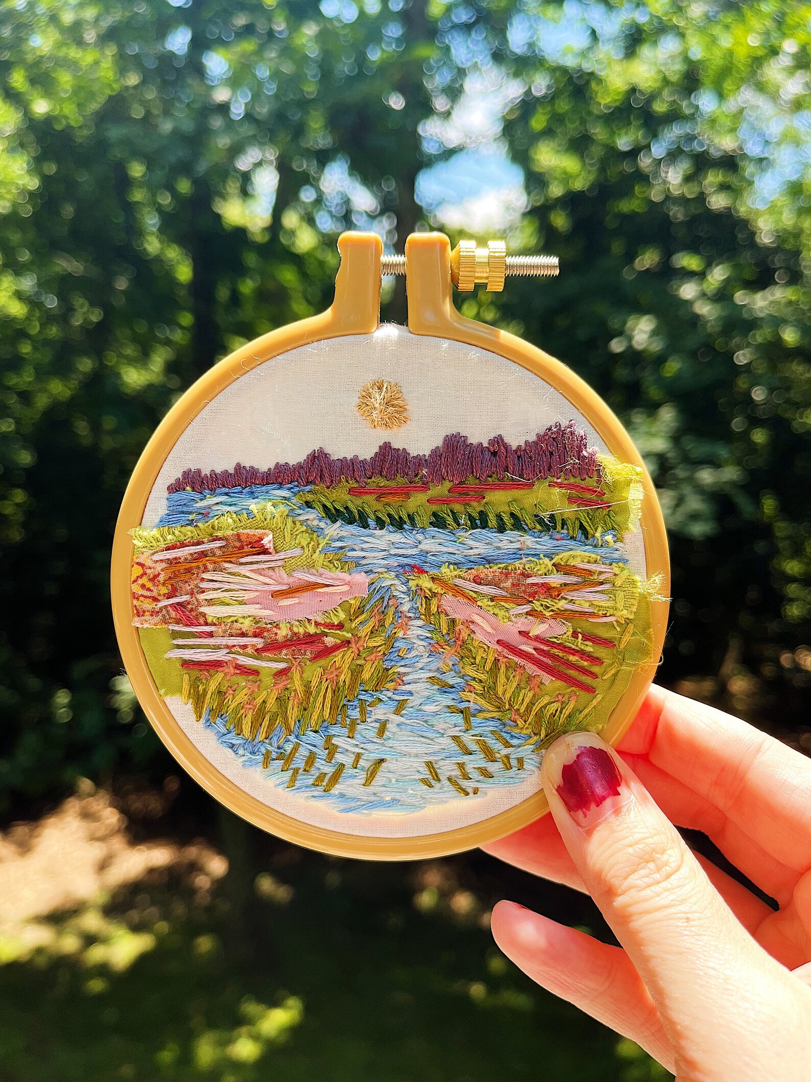 Marsh Embroidery Artwork Fabric Artwork Coastal Wall Art - Etsy