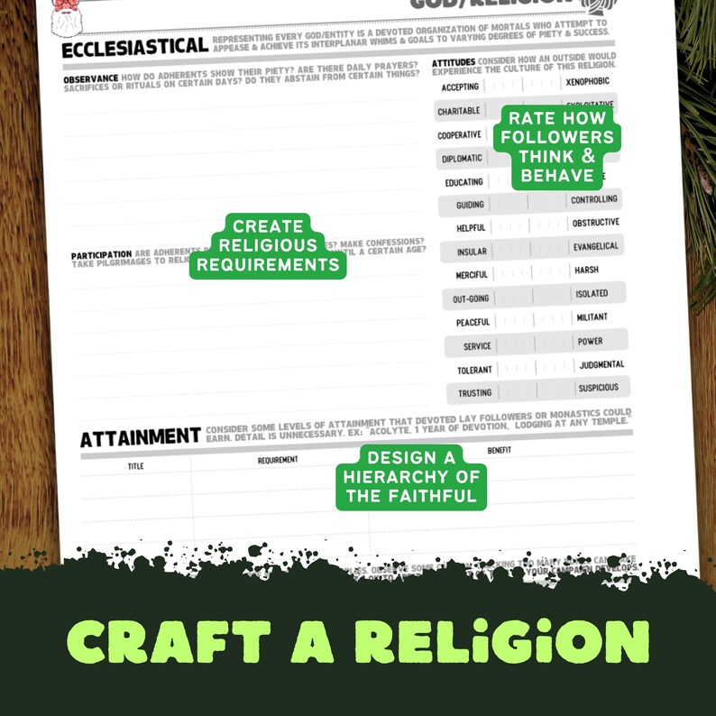 Dnd Religion Builder: RPG Worldbuilding Worksheet (fillable PDF) - Etsy