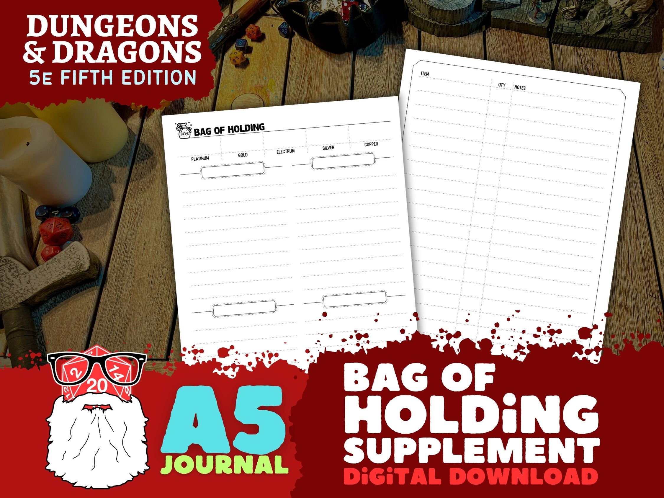 Dnd 5e Bag of Holding Supplement to Character Journal for Dungeons ...