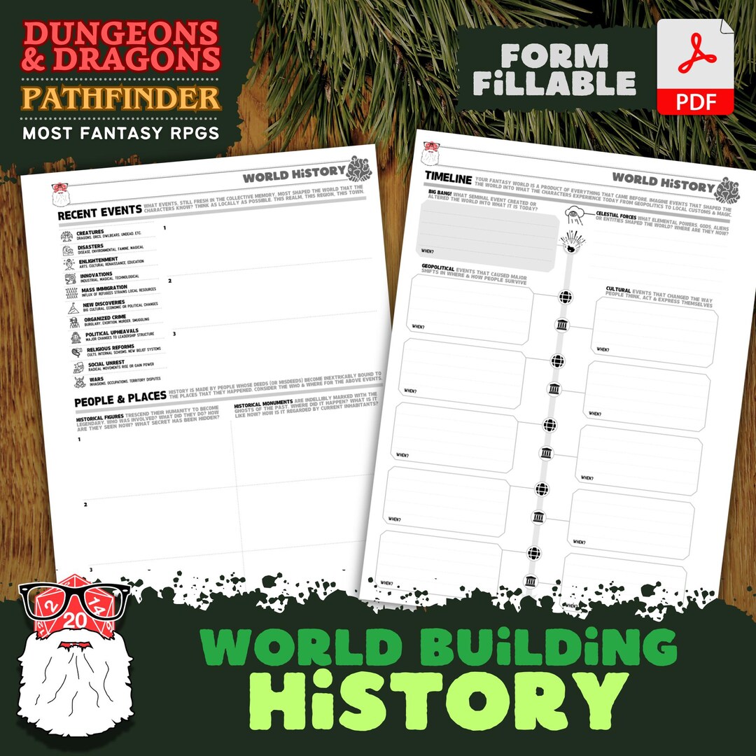 Dnd World History Builder: RPG Worldbuilding Template (fillable PDF) - Etsy