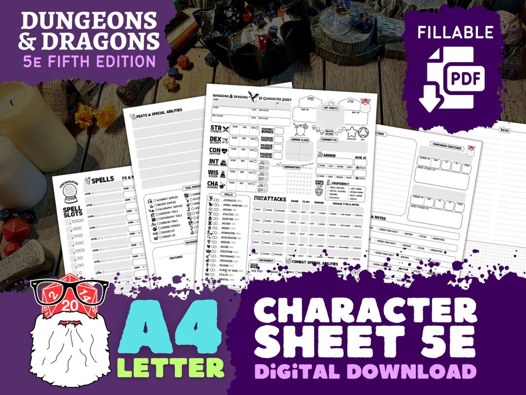 D&D 5e Character Sheet: Fillable PDF With Campaign Notes (digital ...