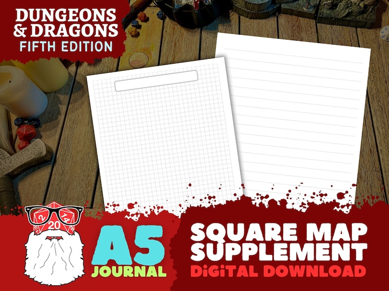 Dnd 5e Square Map Supplement to Character Journal for Dungeons - Etsy ...