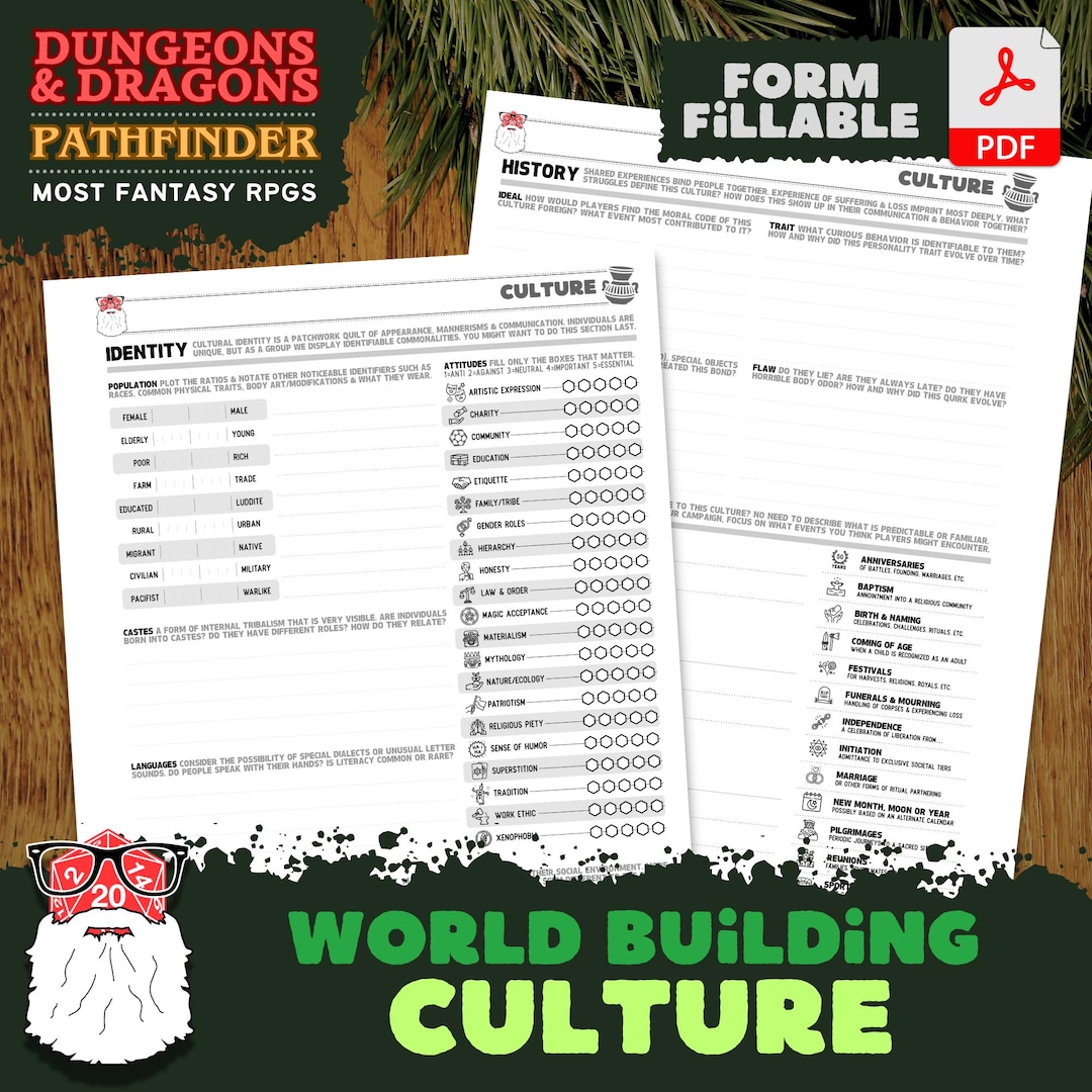 Dnd World Building Template: Culture Creator for RPG (fillable PDF) - Etsy