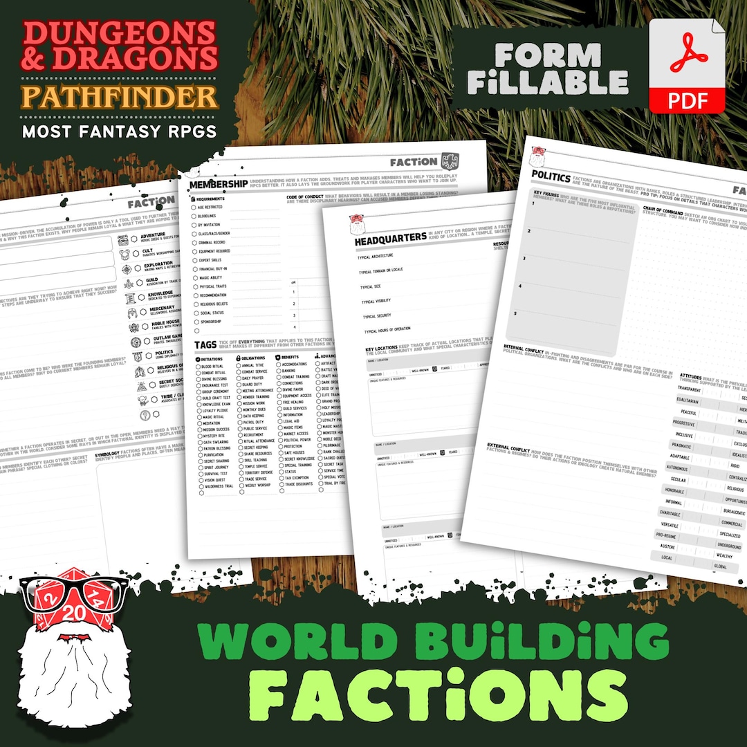 Faction Designer: World Building Template for Rpgs (fillable PDF) - Etsy