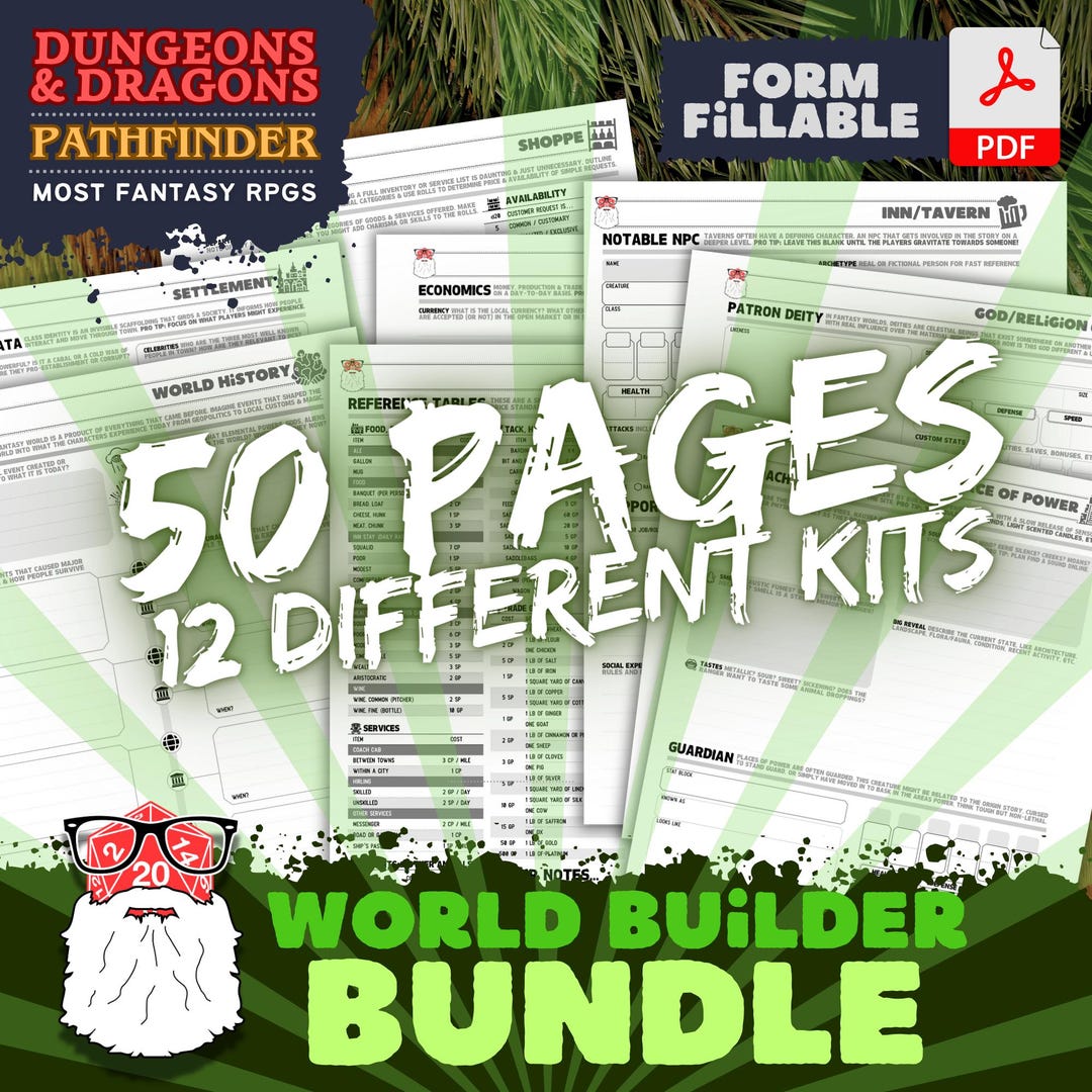 Dnd World Builder Bundle: RPG Campaign Creator (fillable PDF) - Etsy