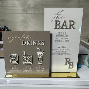 Custom Acrylic Signature Drinks Bar Sign With Icons - Etsy