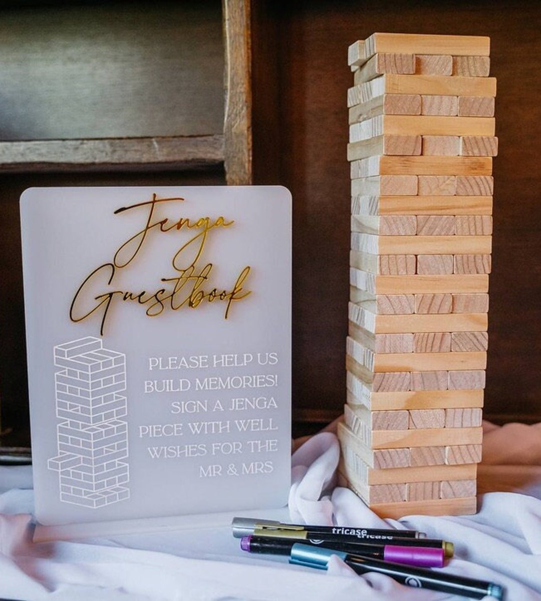 Jenga Wedding Guestbook Sign Acrylic Guestbook Sign Jenga Sign Jenga ...