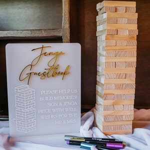 Acrylic Jenga Wedding Guestbook Sign, 3D Cut Design - Etsy