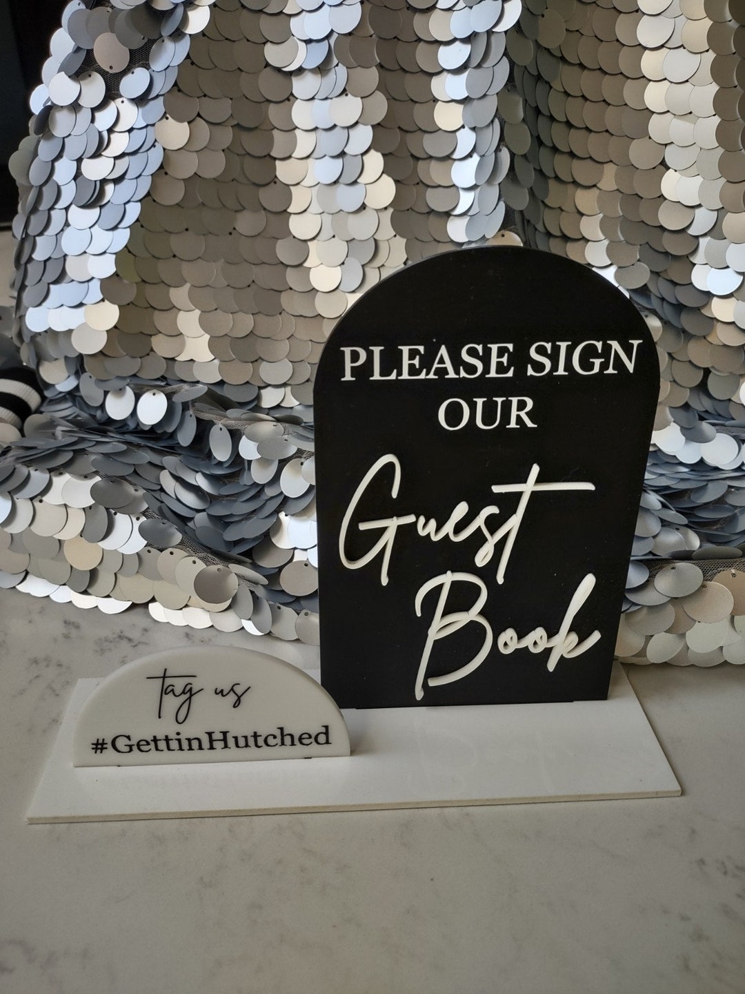 Double Arch Custom Table Sign Guestbook Sign Cards Gifts Sign Hashtag ...