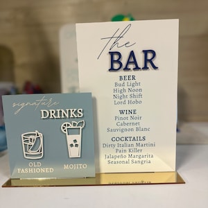 Signature Drinks Bar Sign With Icons Pictured Signature Drinks Bar Sign ...