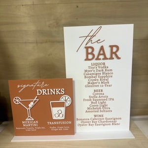 Signature Drinks Bar Sign With Icons Pictured Signature Drinks Bar Sign ...