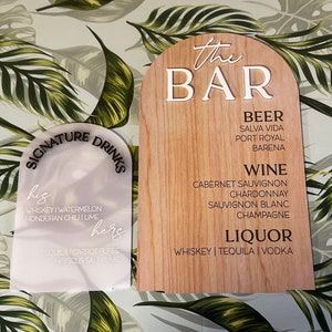 Signature Drinks Bar Sign Custom Bar Sign Custom Wedding Bar Sign ...