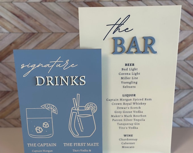 Signature Drinks Bar Sign With Icons Pictured Signature Drinks Bar Sign ...