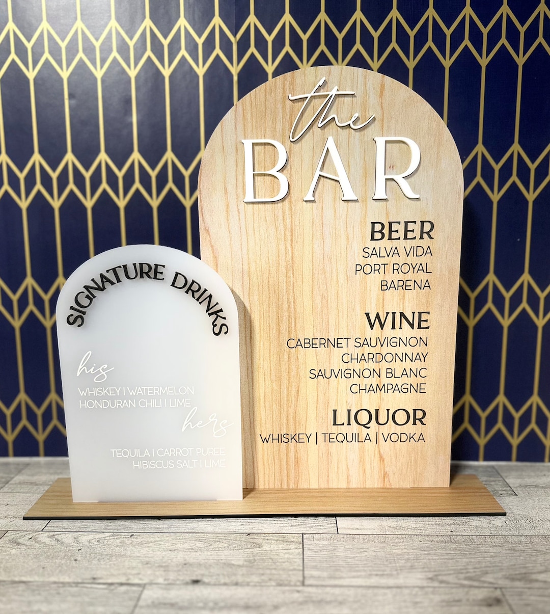 Custom Acrylic Bar Sign: Signature Drinks, Wedding & Events - Etsy