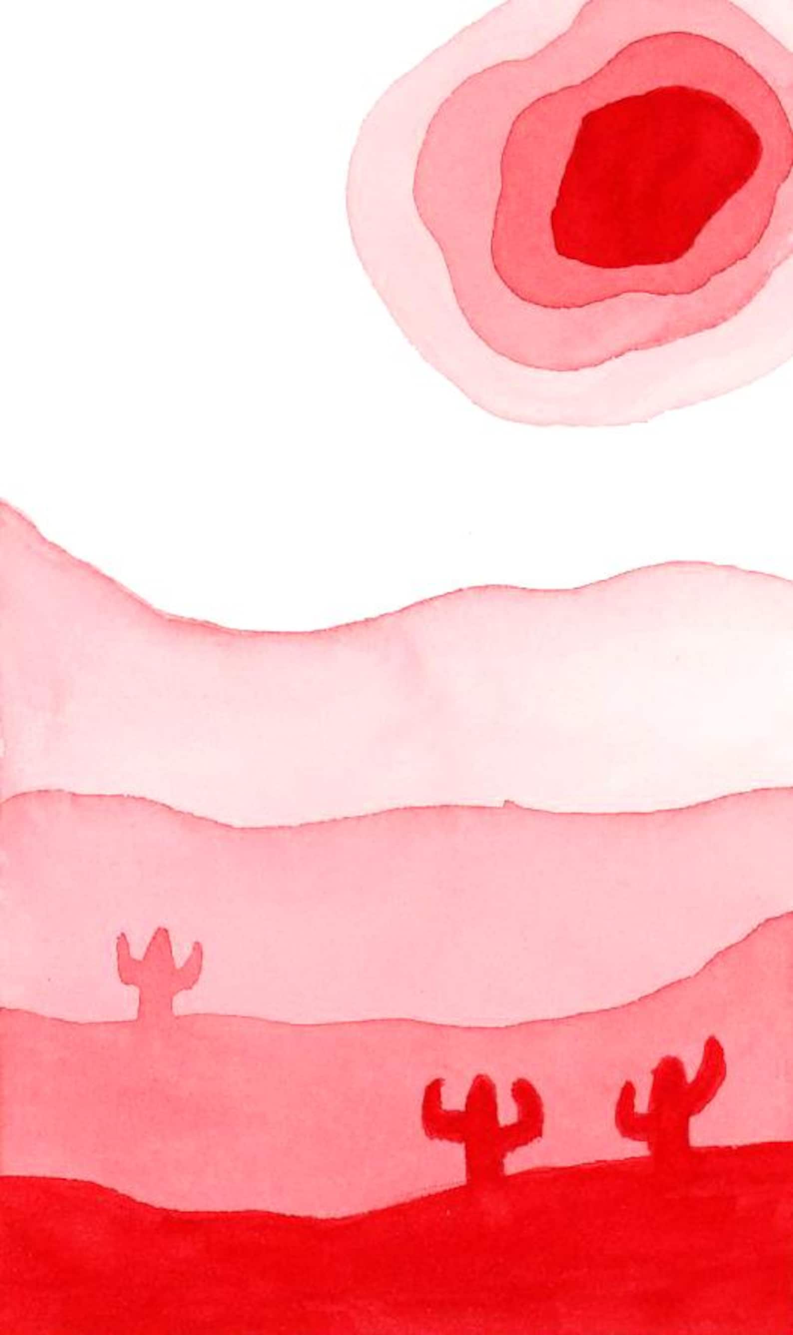 Monochromatic Red Desert - Watercolor Painting - Etsy