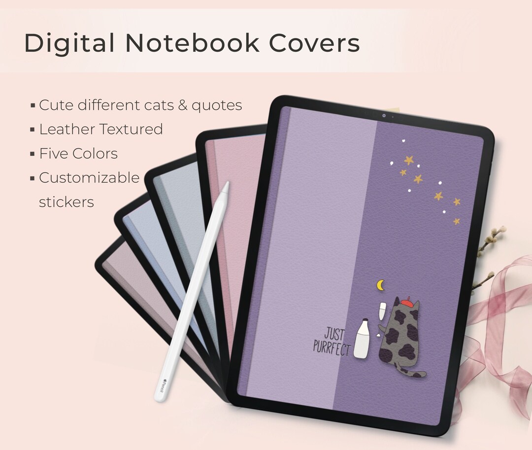 Digital Notebook Covers for Goodnotes | Cat Illustration Covers | Cat ...